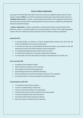 Fpo concept note | PDF