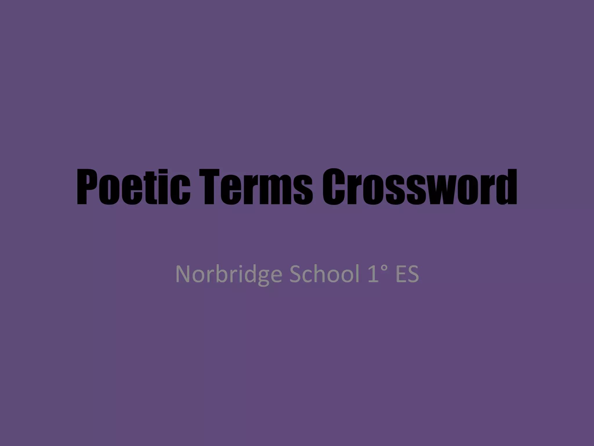 Poetic Terms Crossword | PPT