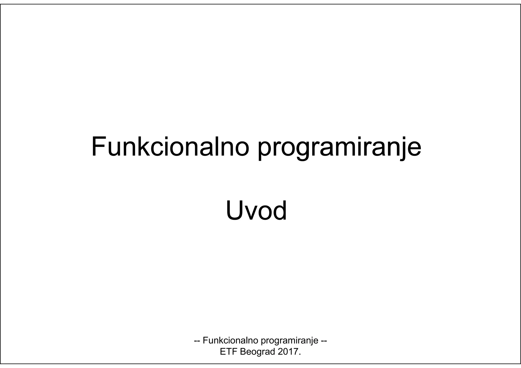 Uvod u funkcionalno programiranje | PDF