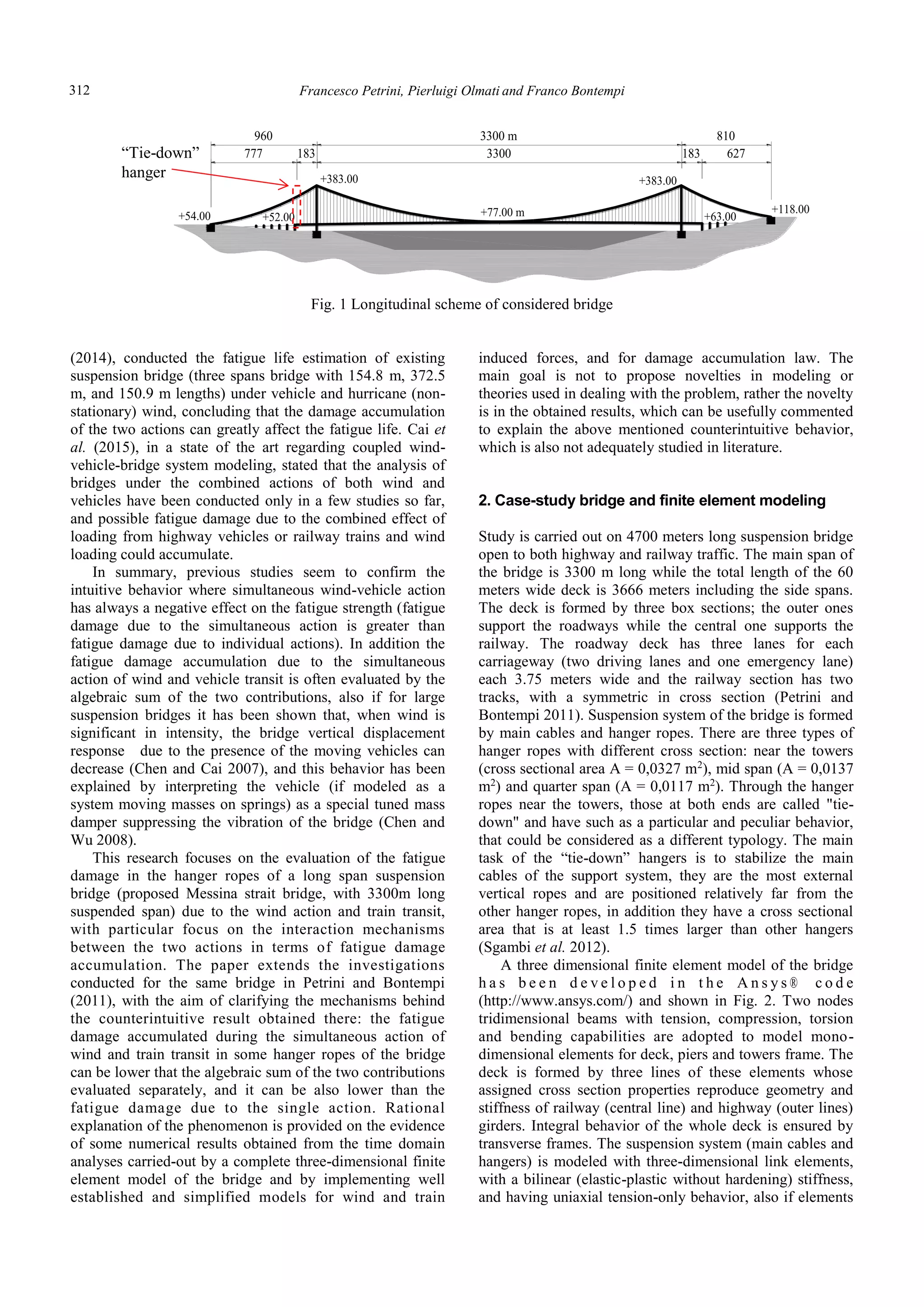 Coupling effects between wind and train transit induced fatigue damage in suspension bridges | PDF