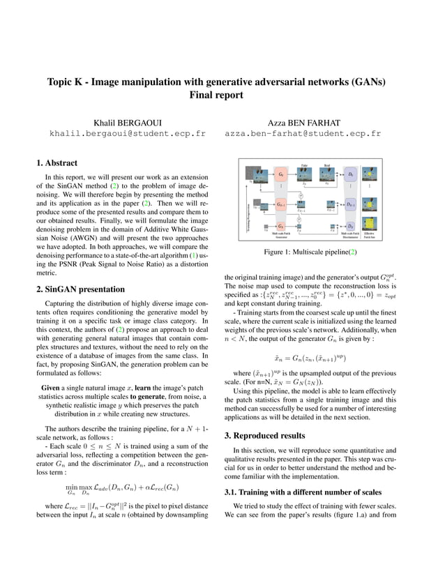 SinGAN for Image Denoising | PDF