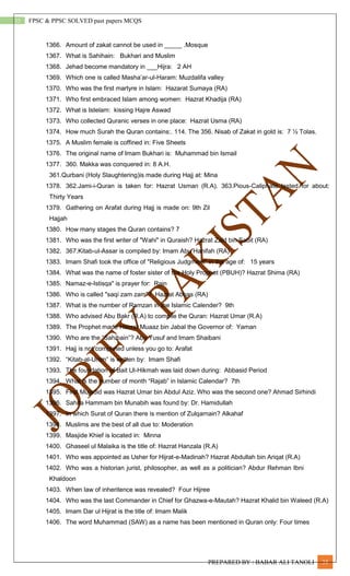 FPSCOTS FIA solved mcqs.pdf | Islam | Religion & Spirituality