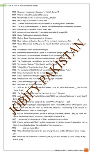 FPSCOTS FIA solved mcqs.pdf | Islam | Religion & Spirituality