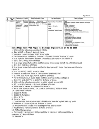 Fpsc electronic engineer past questions | DOCX