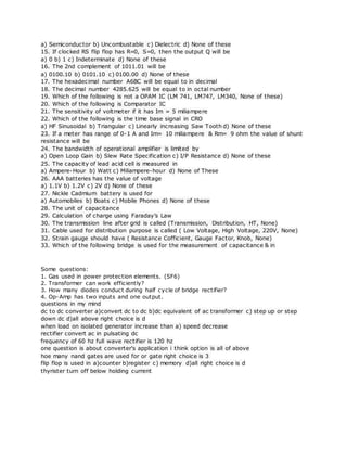 Fpsc electronic engineer past questions | DOCX