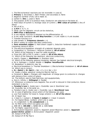 Fpsc electronic engineer past questions | DOCX