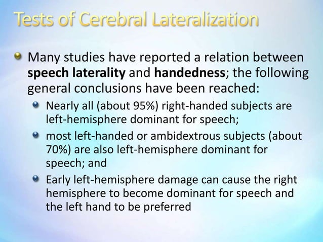 Cerebral lateralisation | PPTX | Brain and Nervous System Disorders ...