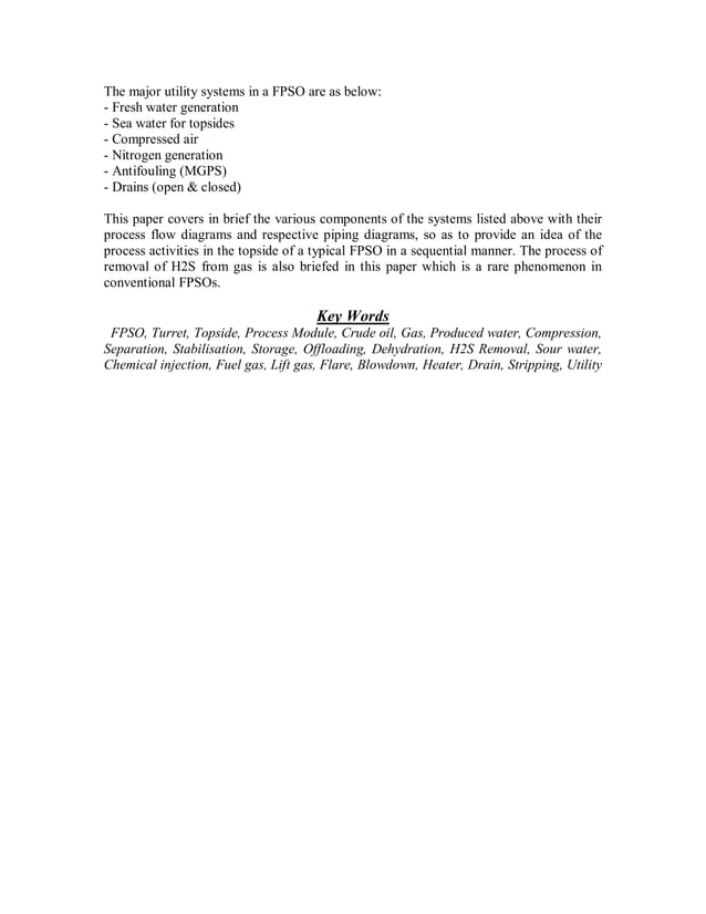 Fpso – general overview of conversion & topside process description ...