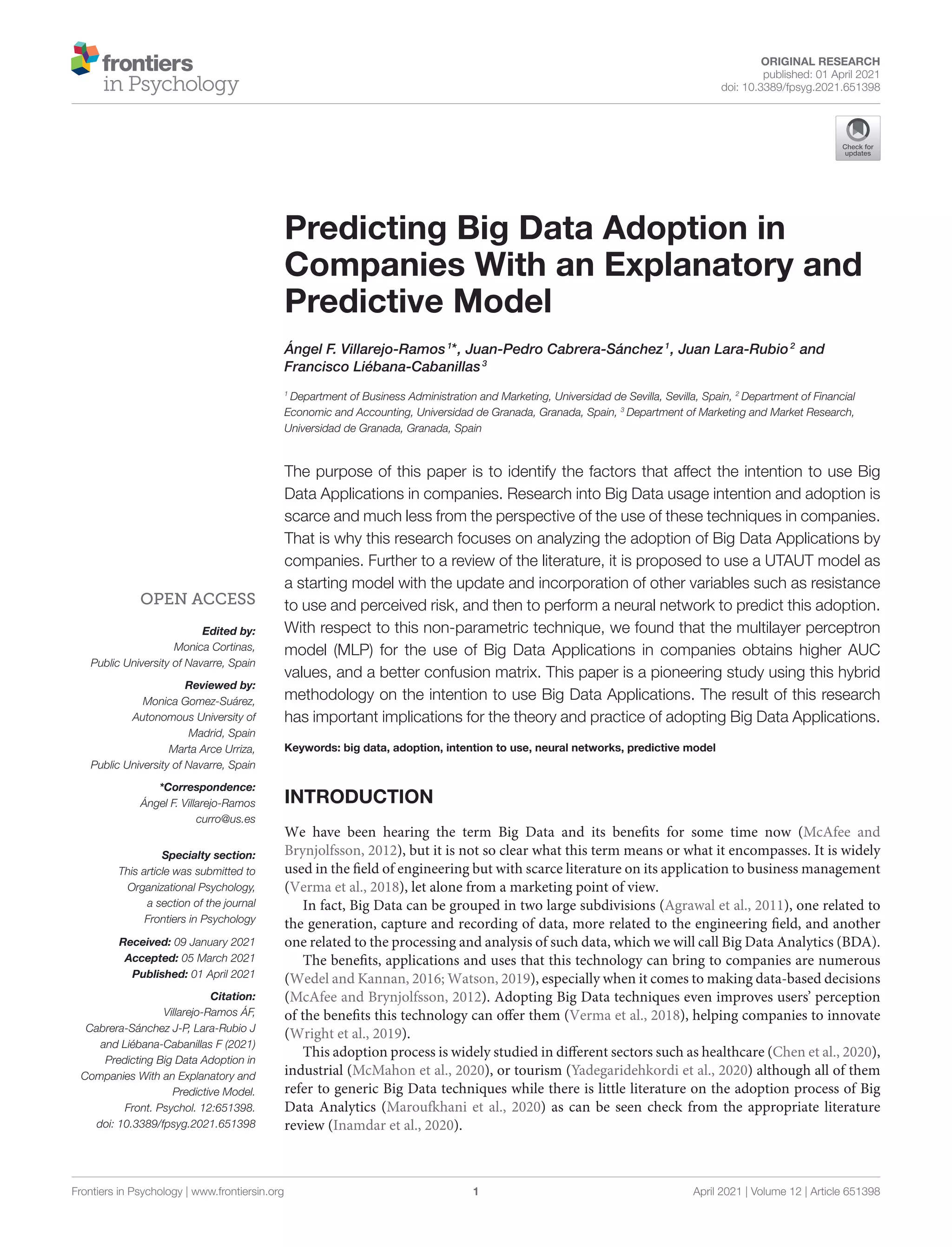 Predicting Big Data Adoption In Companies With An Explanatory And Predictive Model Pdf