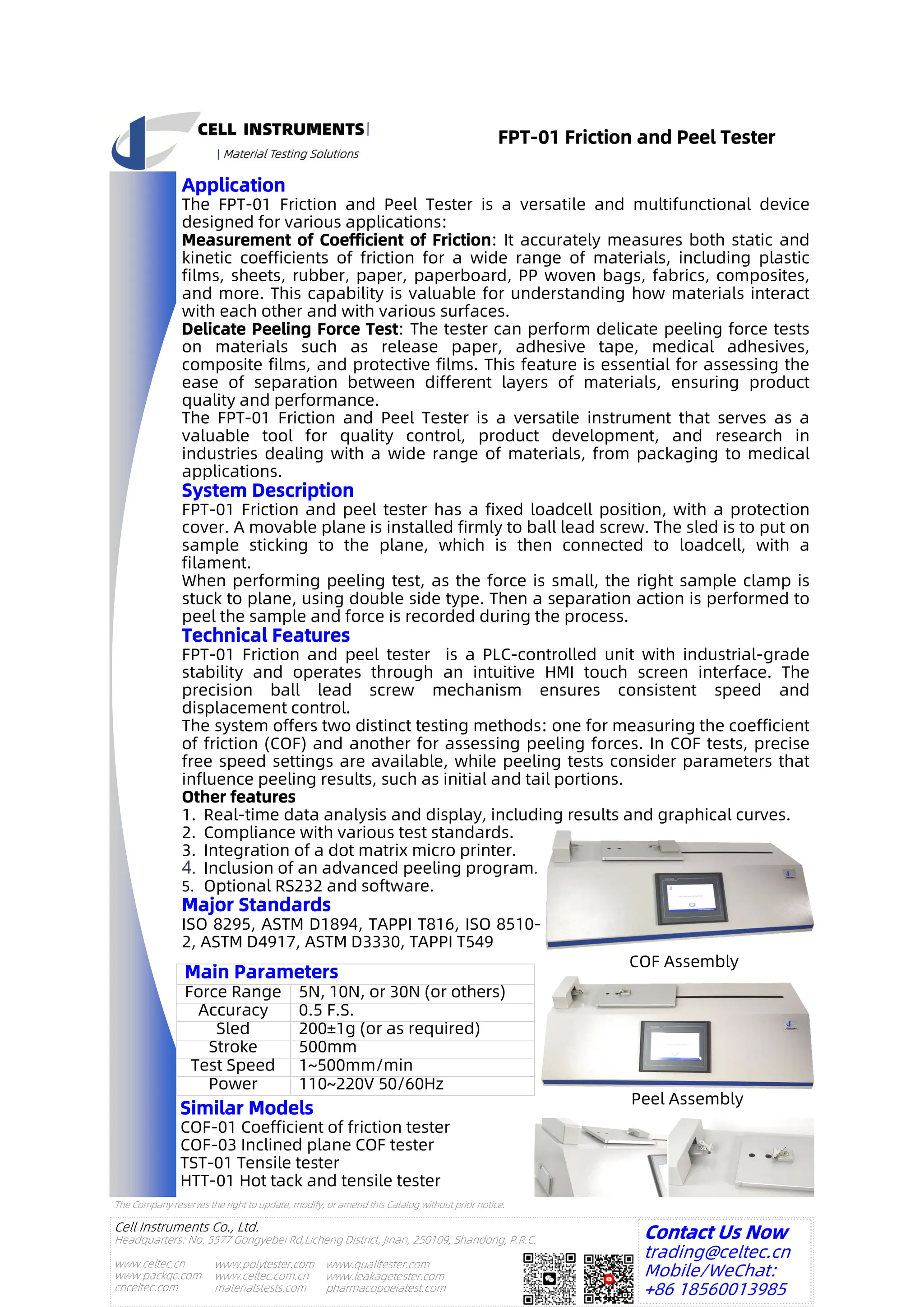 FPT-01 Friction and Peel Tester for stretch film | PDF