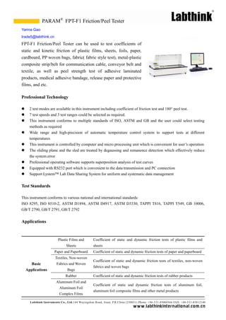Friction / Peel Strength Tester | PDF
