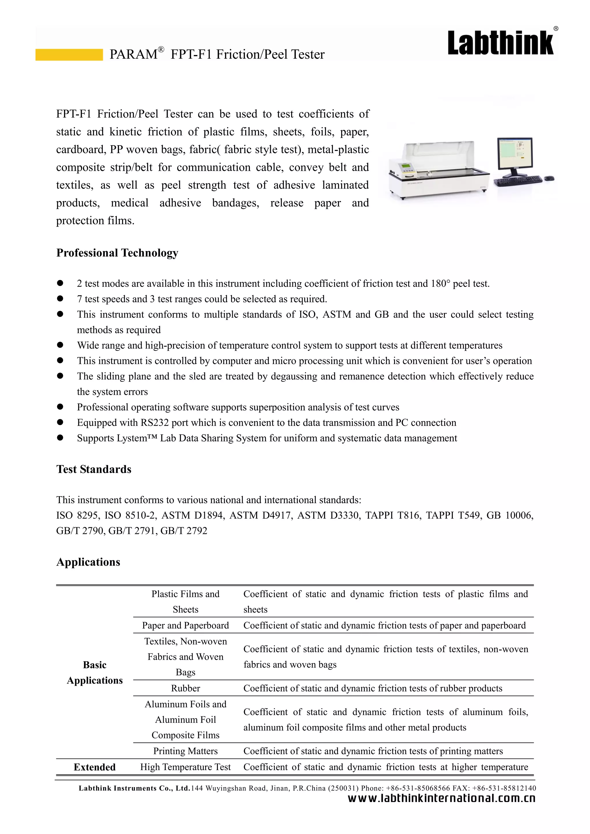 FPT-F1-Friction-Peel-Tester | PDF