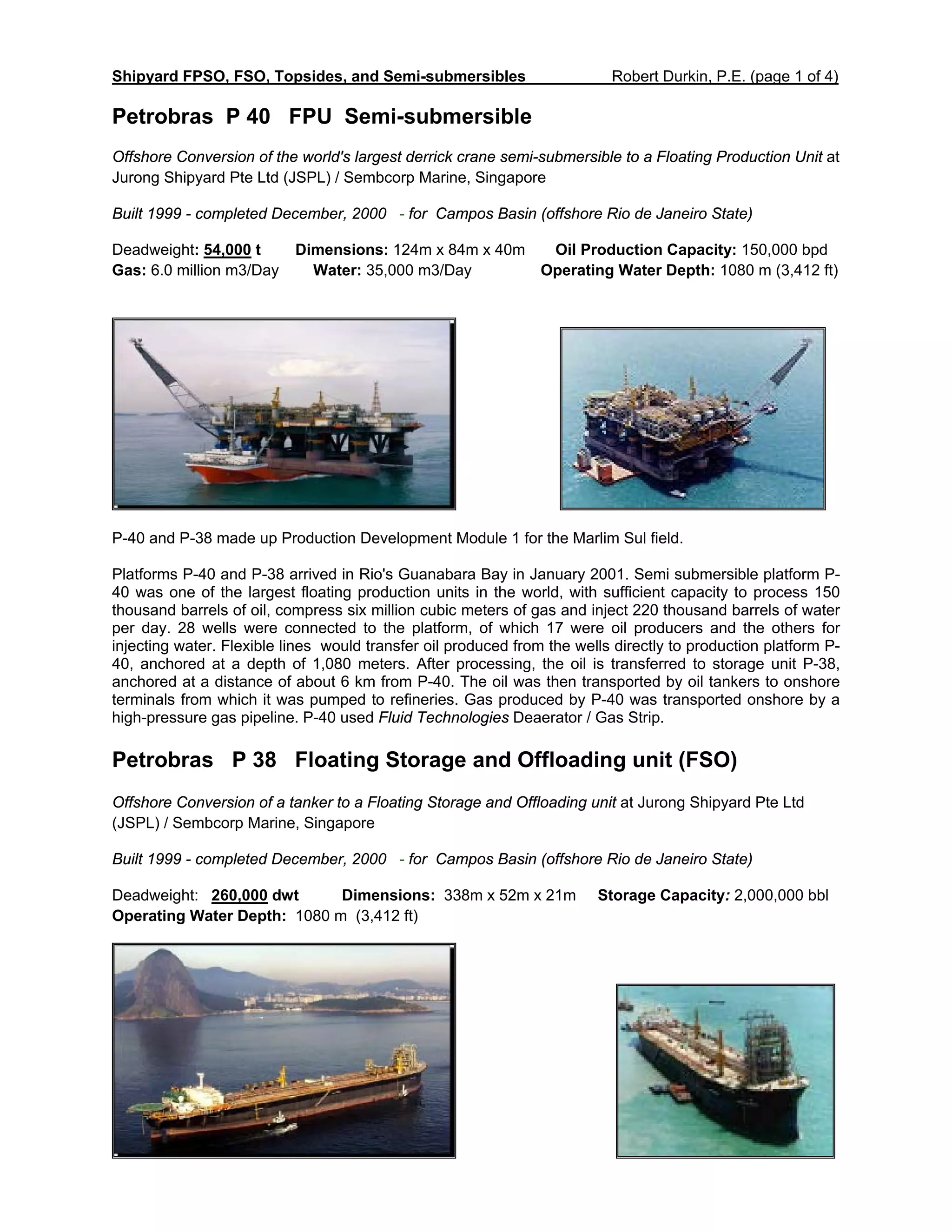 FPU FPSO & FSO Experince With Petrobras | PDF