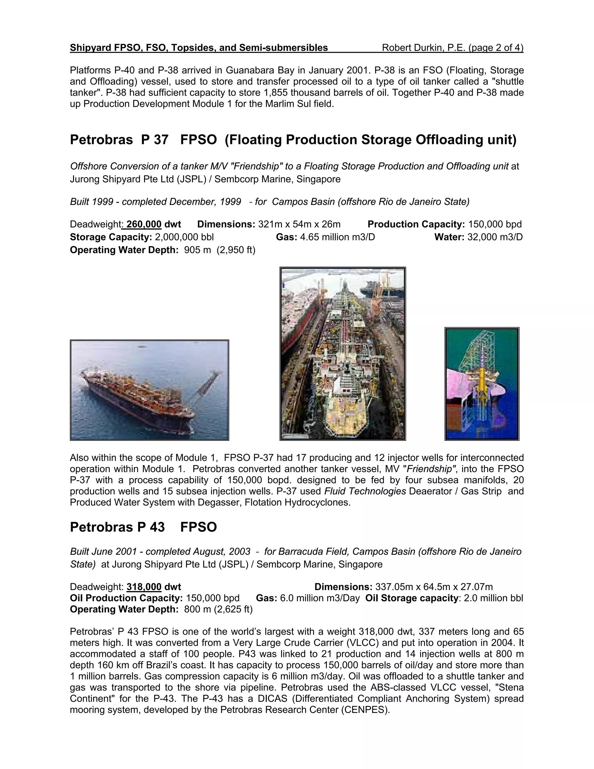 FPU FPSO & FSO Experince With Petrobras | PDF