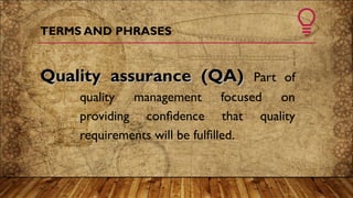 Food Quality Assurance, important terms and phrases | PPT