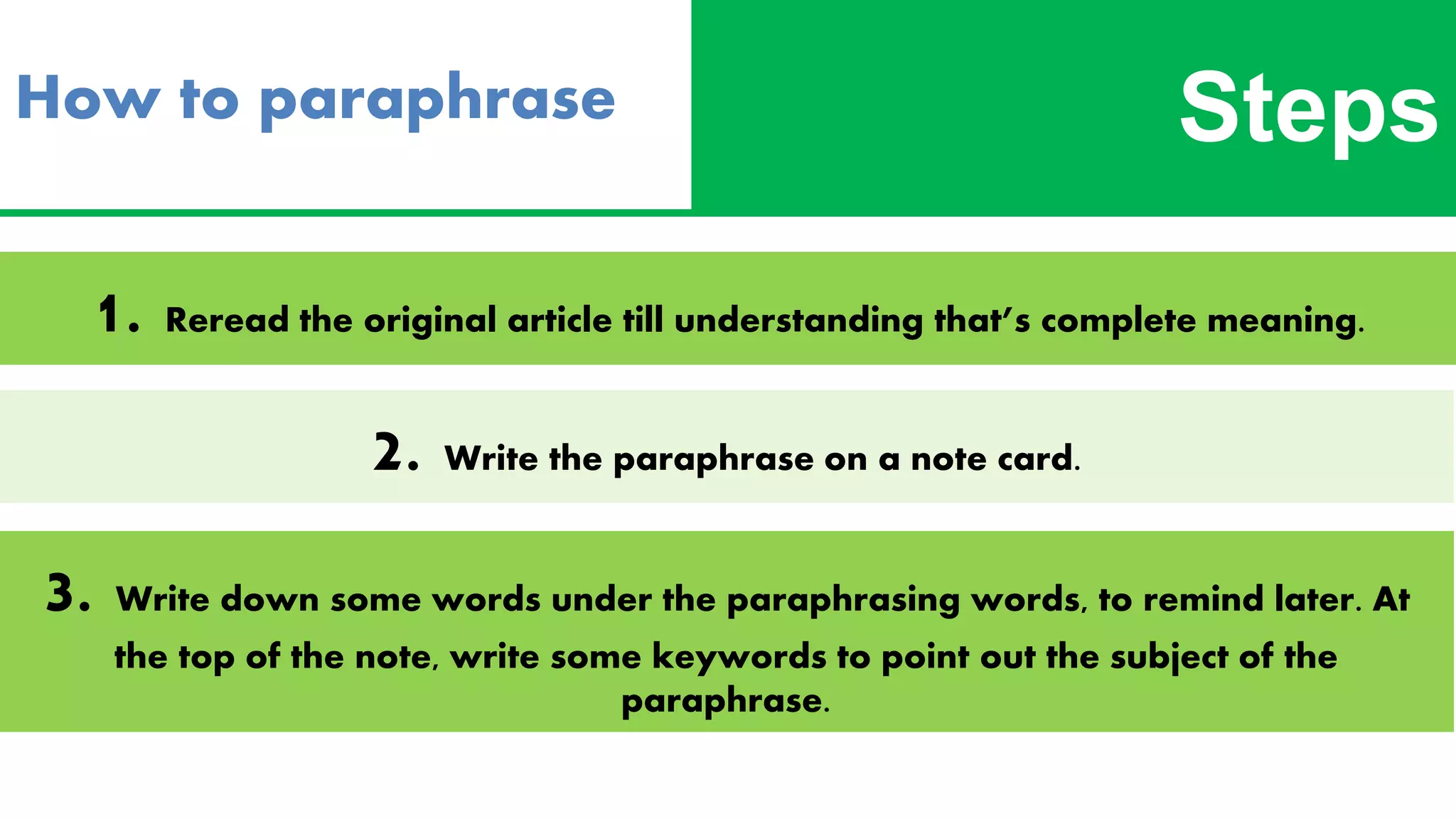 Top tips on how to paraphrase (sample) | PPTX