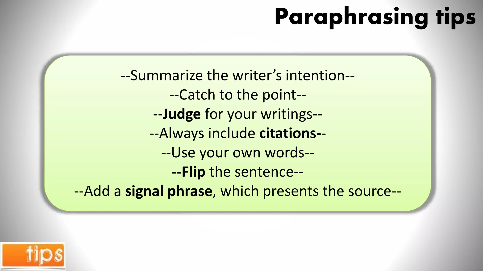 Top tips on how to paraphrase (sample) | PPTX
