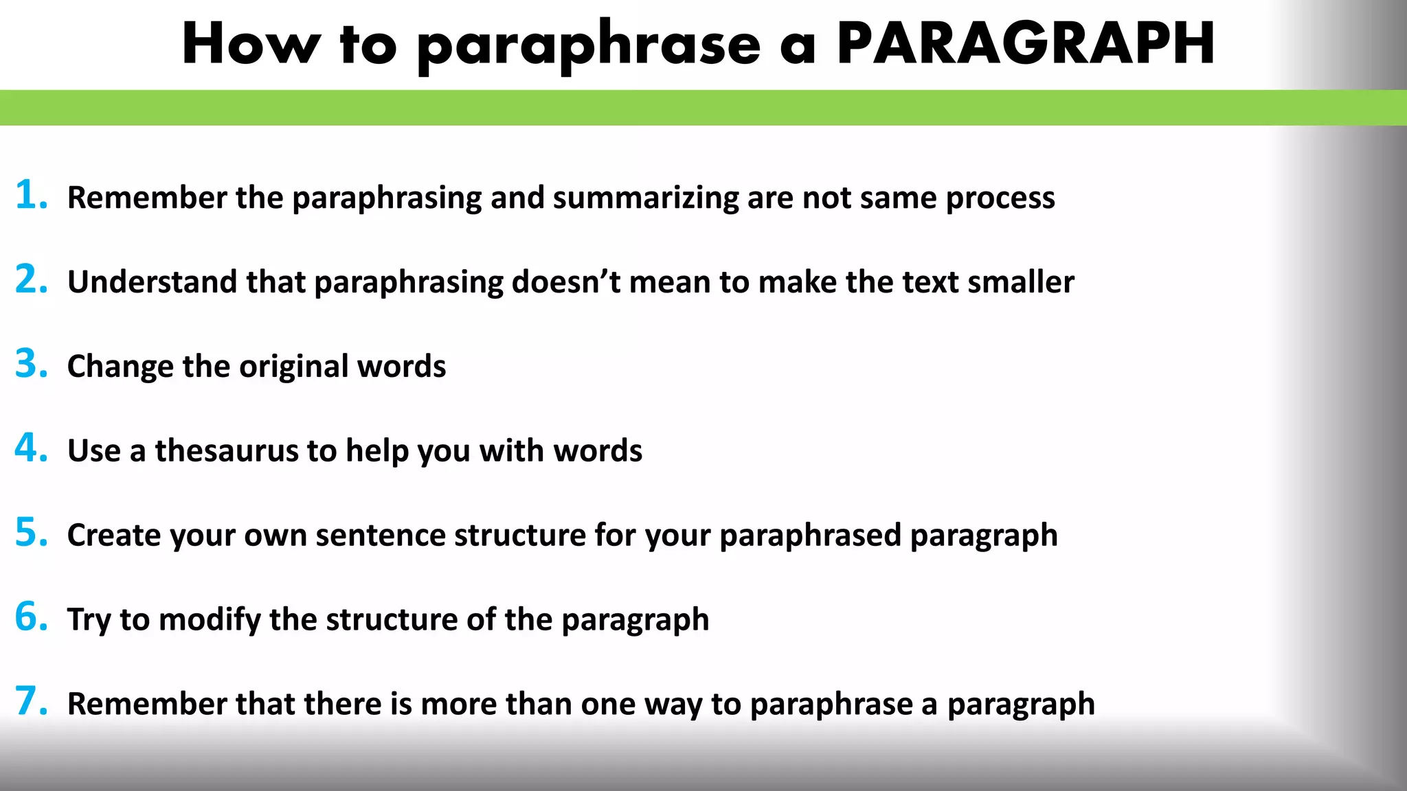 Top tips on how to paraphrase (sample) | PPTX