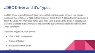 Core jdbc basics | PPTX | Databases | Computer Software and Applications