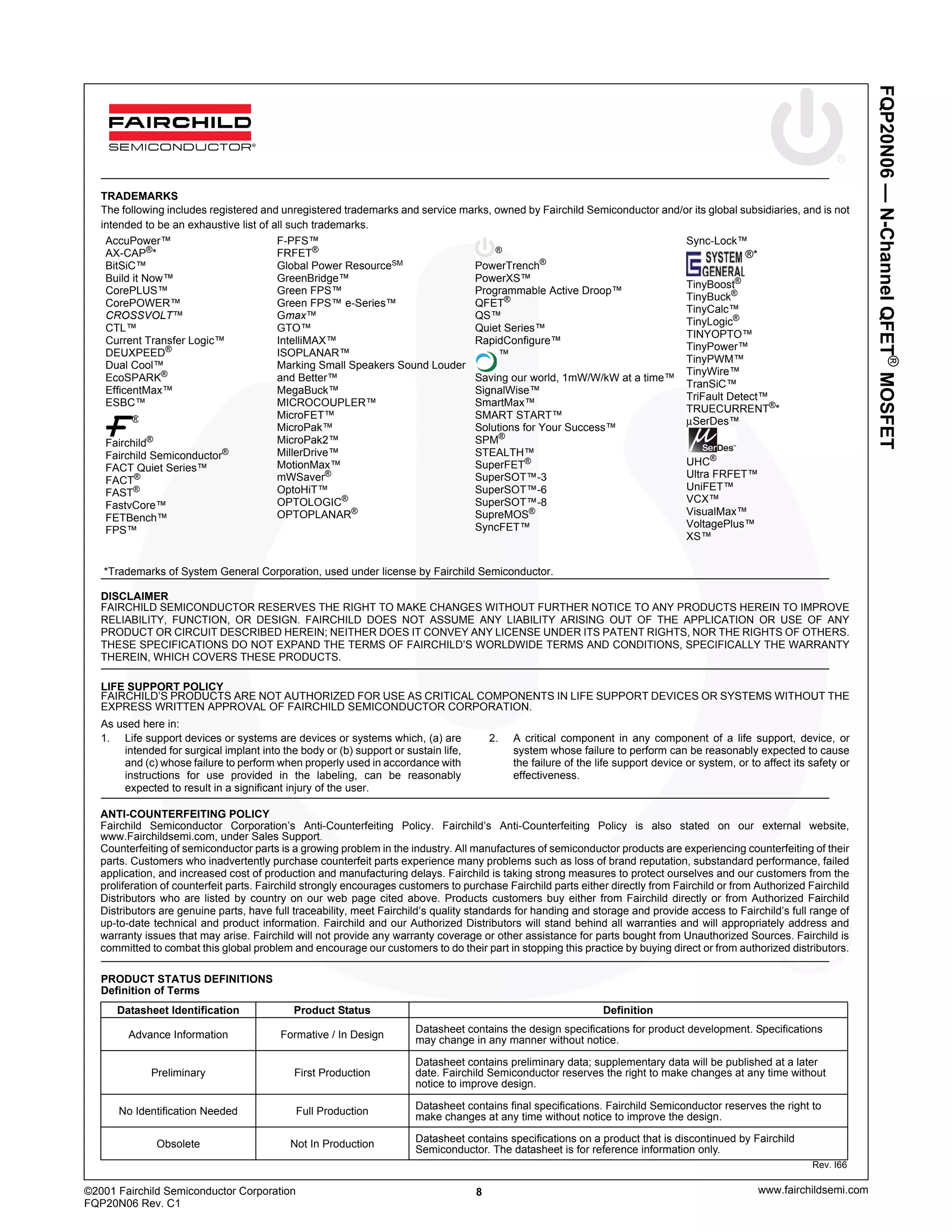 Original N-Channel Mosfet 20N06 FQP20N06 60V 20A TO-220 New Fairchild | PDF