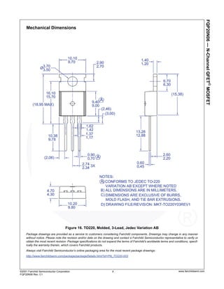 Original N-Channel Mosfet 20N06 FQP20N06 60V 20A TO-220 New Fairchild | PDF
