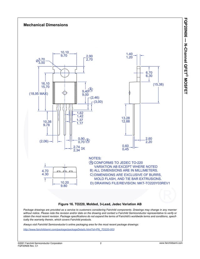 Original N-Channel Mosfet 20N06 FQP20N06 60V 20A TO-220 New Fairchild ...