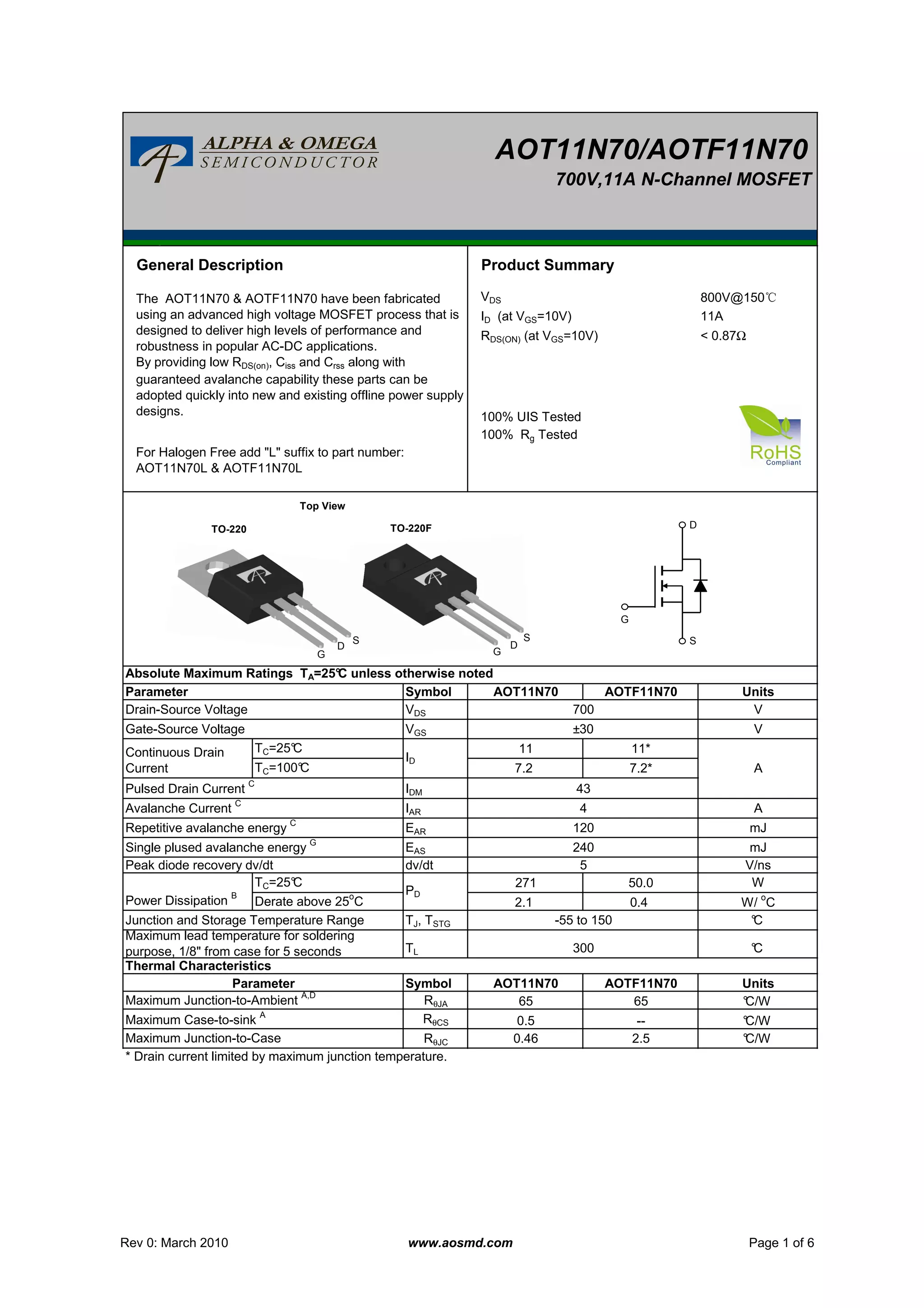 Original MOSFET N-CHANNEL FQPF11N70 11N70 TO-220 11A 700V New Fairchild ...