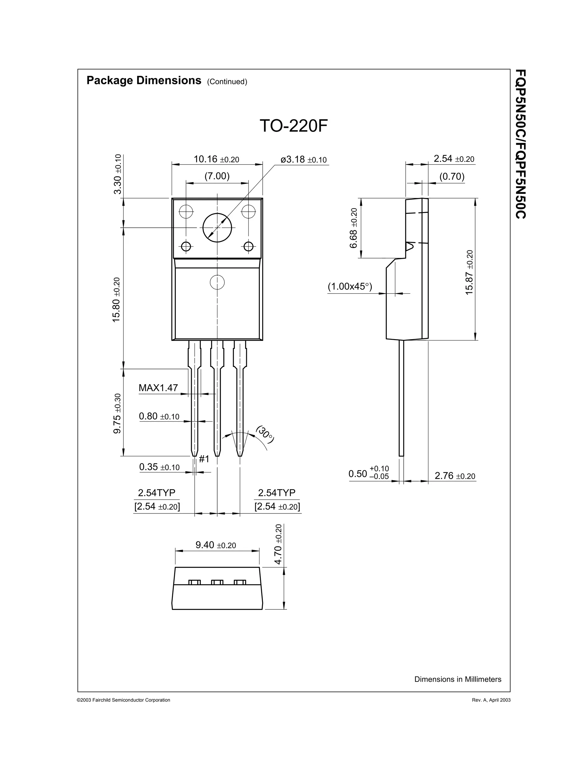 Original N-Channel Mosfet FQPF5N50C 5N50C 500V 3A TO-220F New Fairchild ...