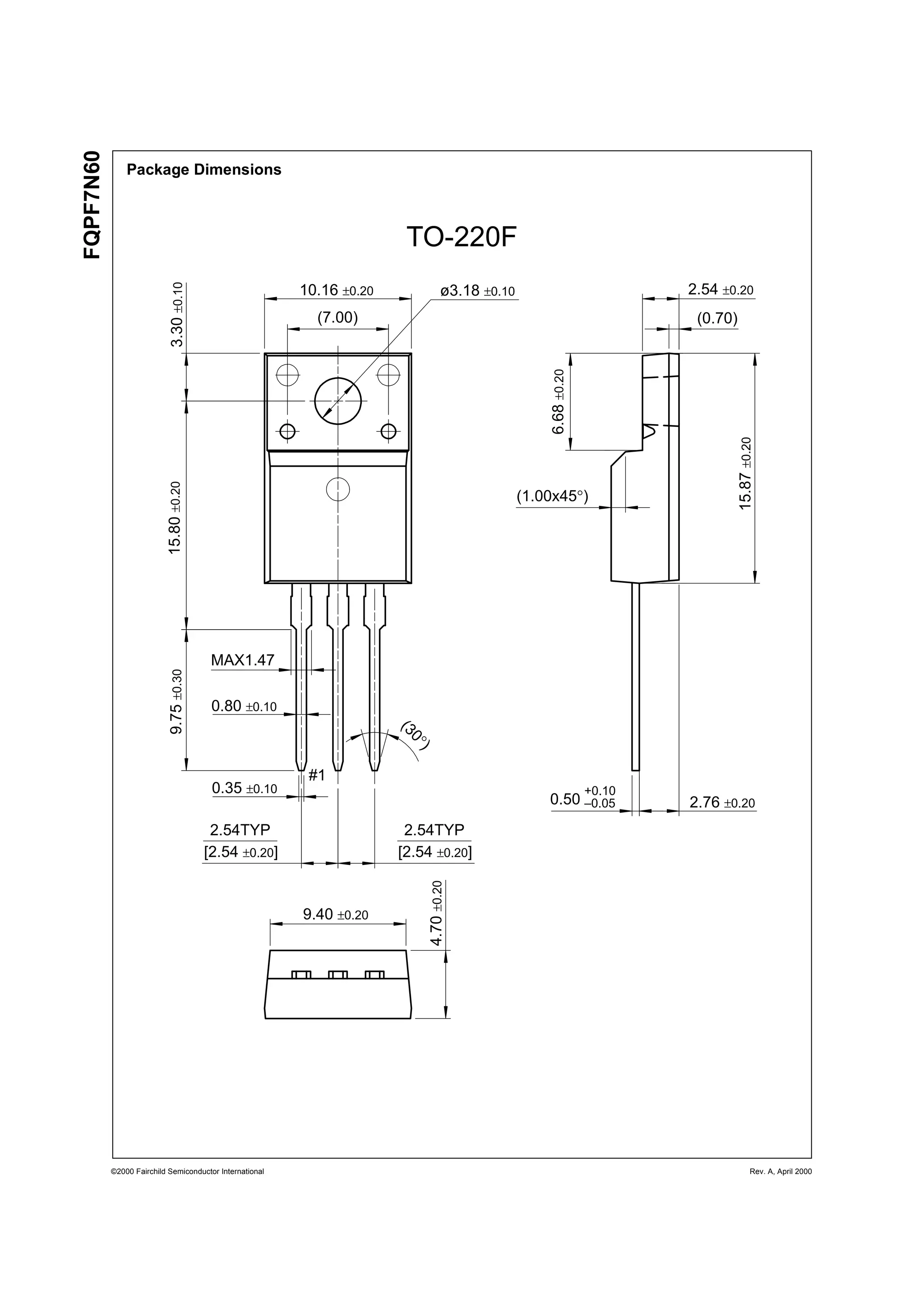 Original N-CHANNEL Mosfet FQPF7N60 7N60 7A 600V TO-220F New Fairchild ...