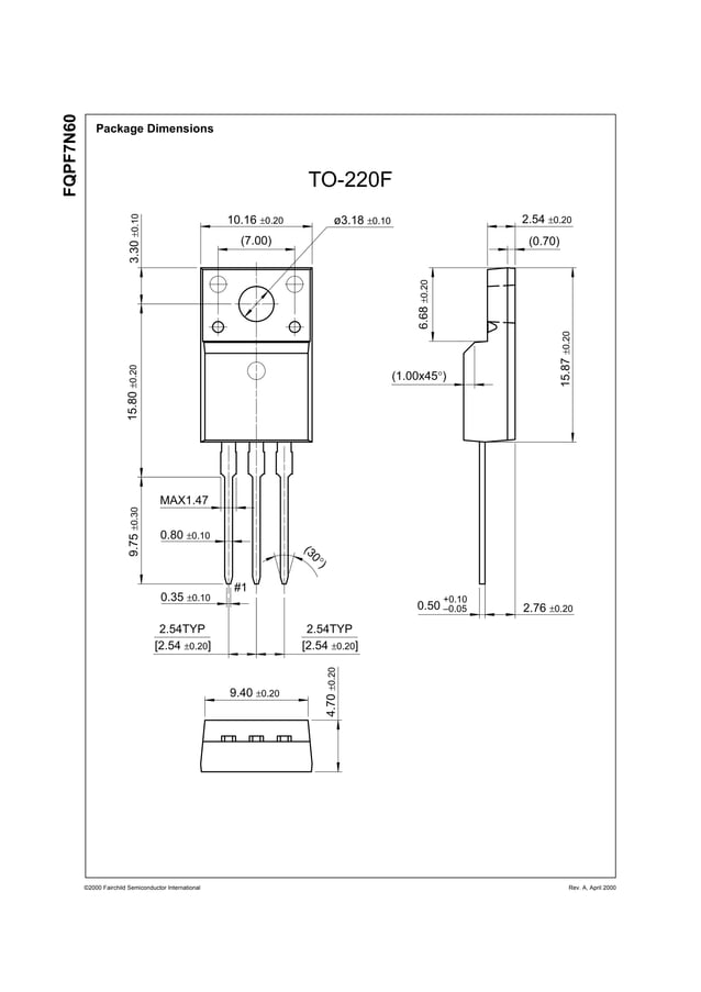 Original N-CHANNEL Mosfet FQPF7N60 7N60 7A 600V TO-220F New Fairchild | PDF | Consumer ...