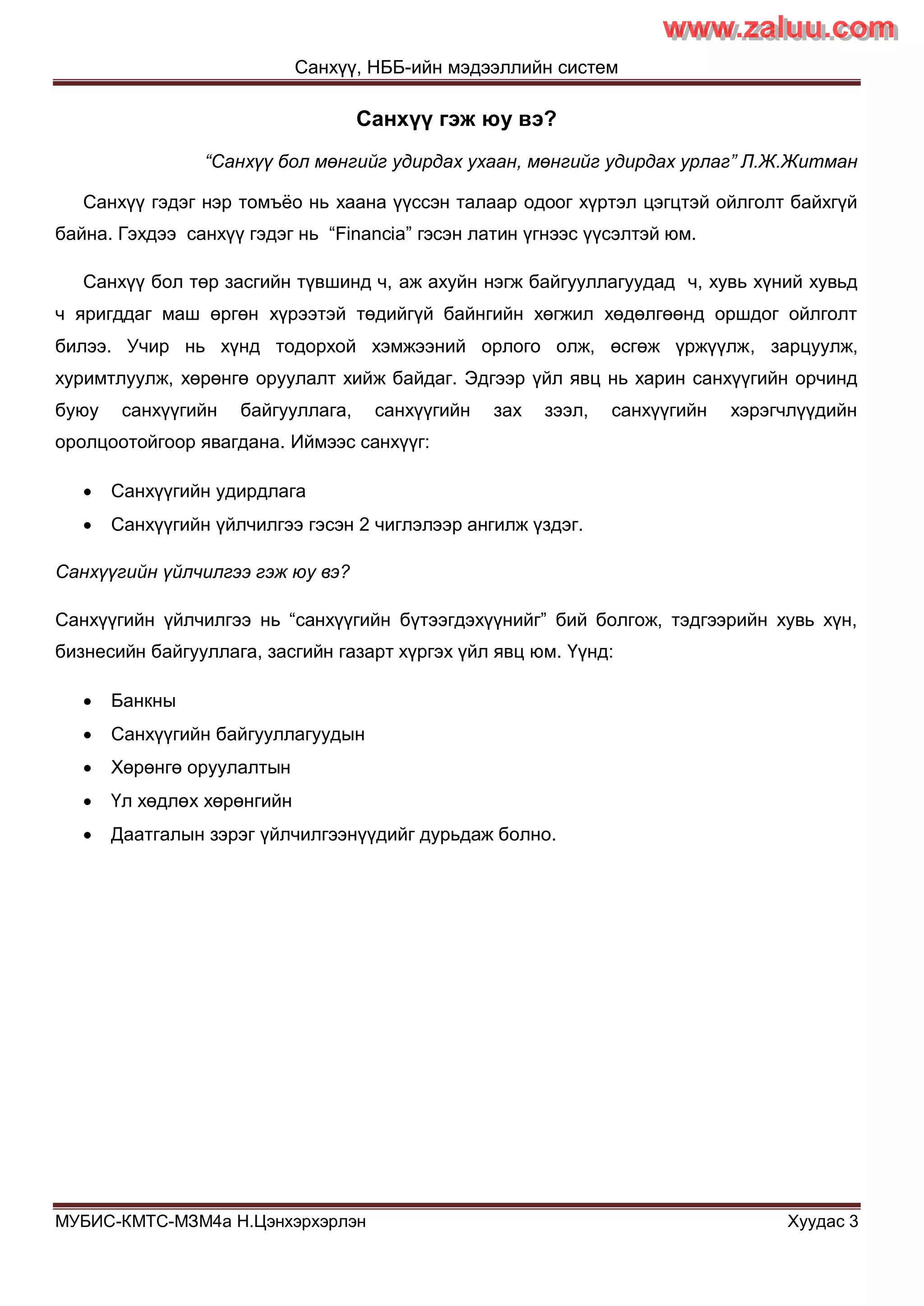 Санхүү НББ ийн мэдээллийн систем Pdf