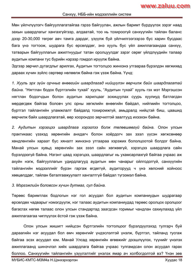 Санхүү НББ ийн мэдээллийн систем
