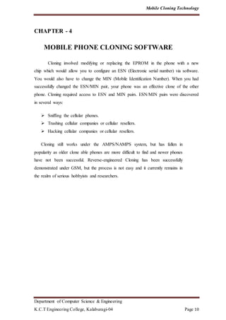 Mobile Cloning Technology Report | DOCX