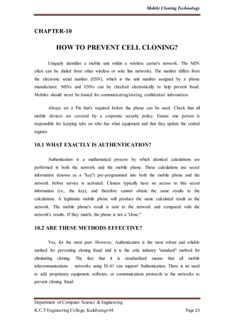 Mobile Cloning Technology Report | DOCX