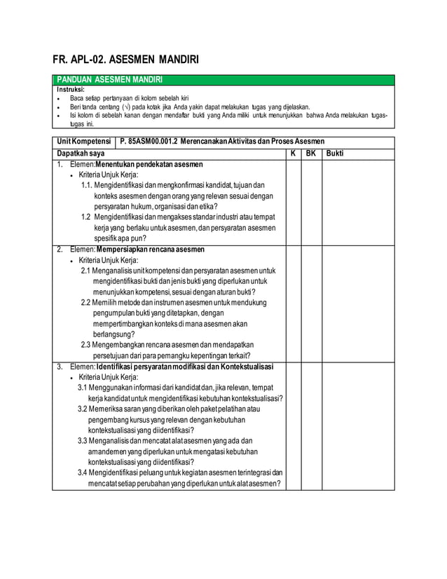 Fr.apl.02 asesor kompetensi | PDF