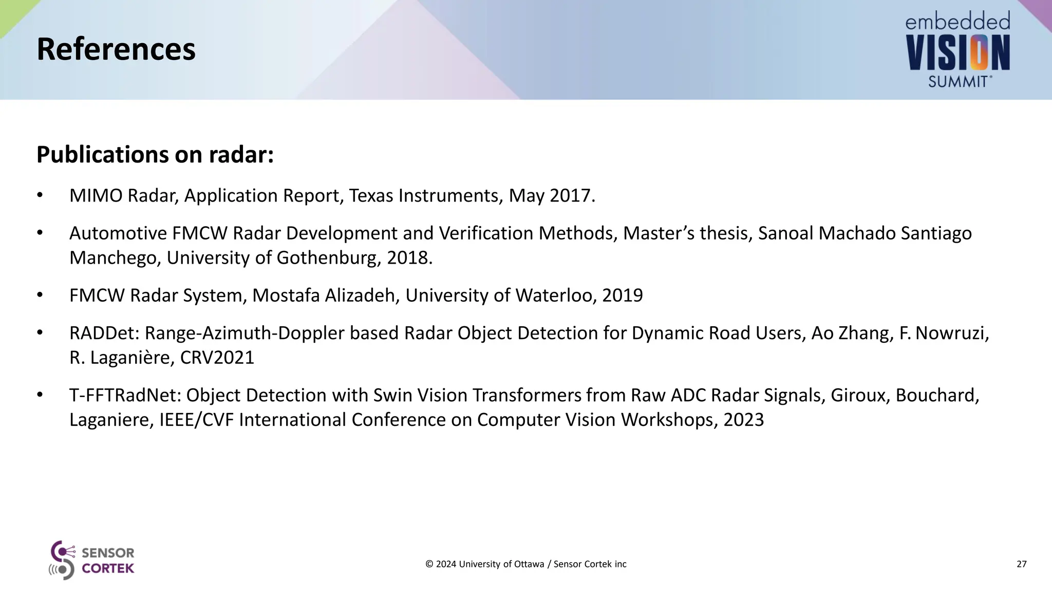 “Introduction to Modern Radar for Machine Perception,” a Presentation ...