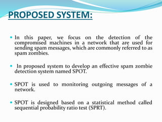 Detecting Spam Zombies by Monitoring Outgoing Messages | PPT