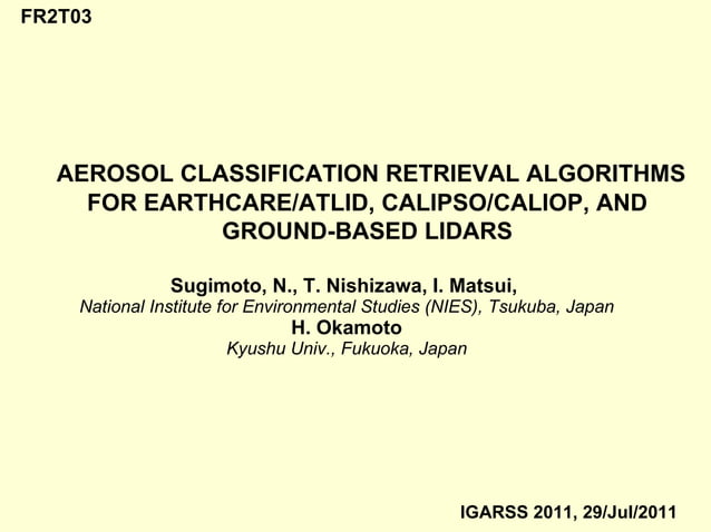 AEROSOL CLASSIFICATION RETRIEVAL ALGORITHMS FOR EARTHCARE/ATLID ...