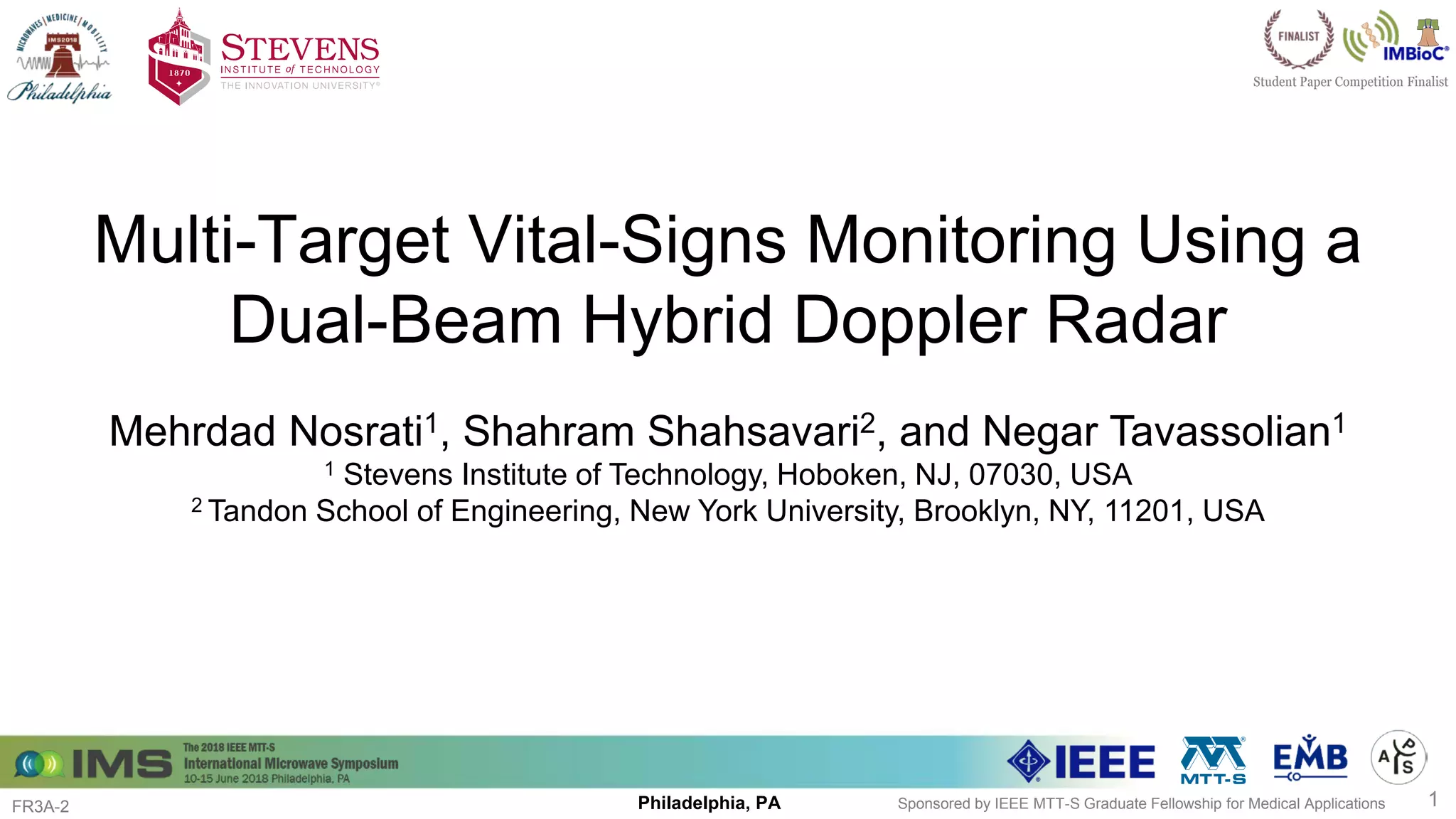 Multi-Target Vital-Signs Monitoring Using a Dual-Beam Phased Array Radar | PPT