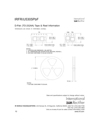 Original P-Channel Mosfet IRFR5305TRPBF FR5305 5305 FR530S 55V 31A TO ...