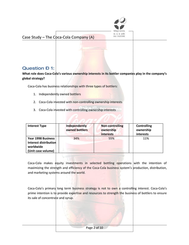 Fra coca - cola case study | DOC | Business Accounting & Finance | Business