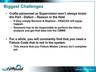 FRACAS, Failure Reporting Analysis, Corrective Action System | PPT