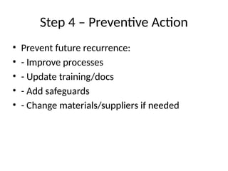 Failure reporting, analysis & corrective action | PPTX