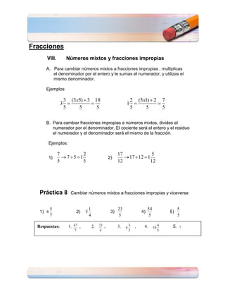 Fracciones: Números Mixtos y Fracciones Impropias - Suma y Resta de ...