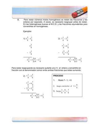 Fracciones: Números Mixtos y Fracciones Impropias - Suma y Resta de ...