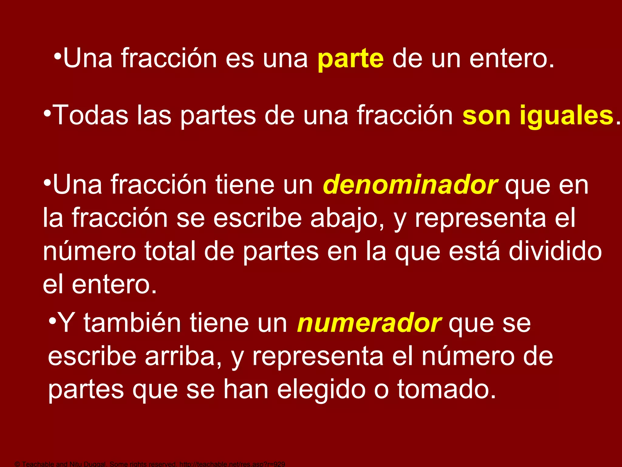 Fracciones como partes de un entero | PPT