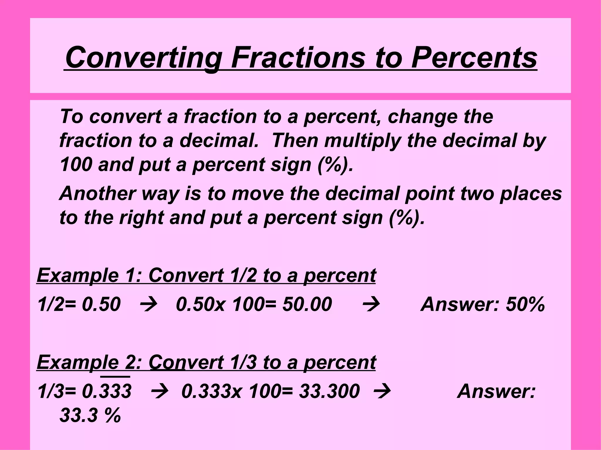 Fractions, Decimals, and Percents | PPT