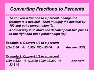 Fractions, Decimals, and Percents | PPT