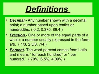 Fractions, Decimals, and Percents | PPT