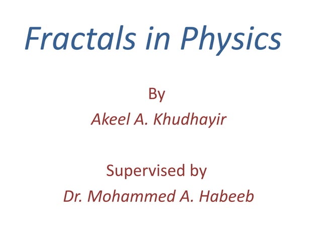 Fractals in physics | PPT